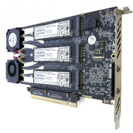 PCI Express Gen 3 Carrier Board for 6 M.2 or NGSFF (NF1) PCIe SSD modules