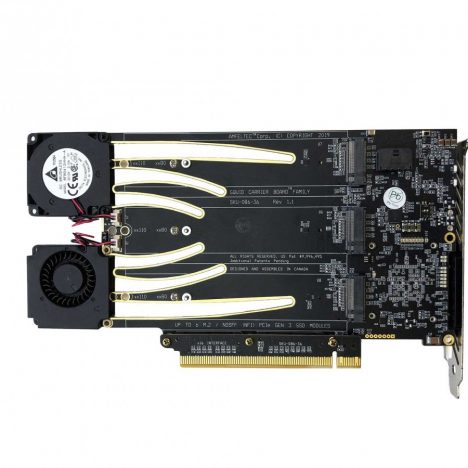 PCI Express Gen 3 Carrier Board for 6 M.2 or NGSFF (NF1) PCIe SSD modules